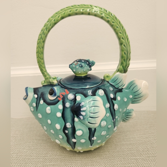 Blue Sky | Kitchen | Blue Sky Jeanette J Mccall Puffer Fish Teapot Set ...
